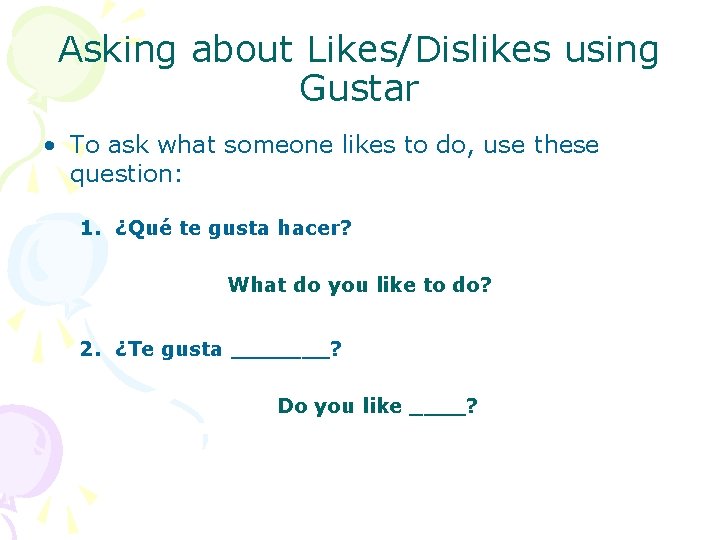 Apuntes Gustar Leccin 2 En la clase Yo