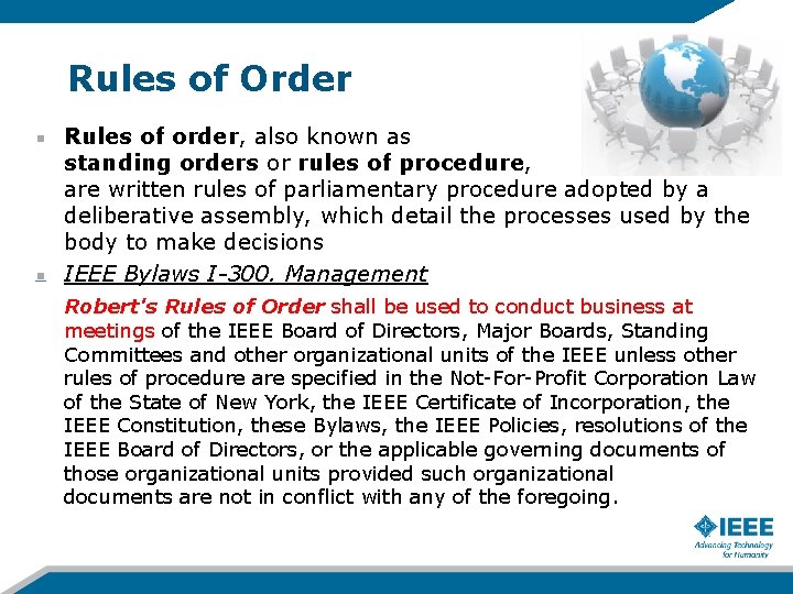 Roberts Rules of Order Ramakrishna Kappagantu IEEE Region
