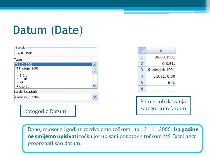Formati brojeva u elijama tablice INFORMATIKA 7 razred