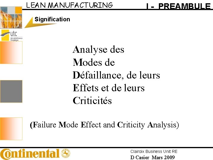 LEAN MANUFACTURING FORMATION AMDEC sixties plus tard aujourdhui