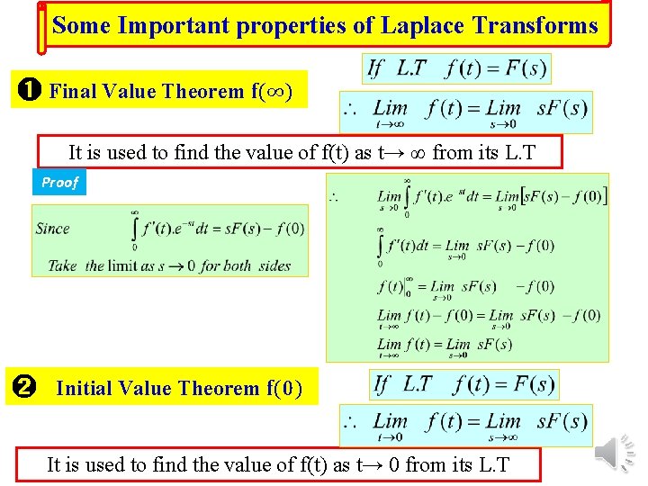 PROCESS CONTROL Chapter ONE Laplace Transforms Part Two