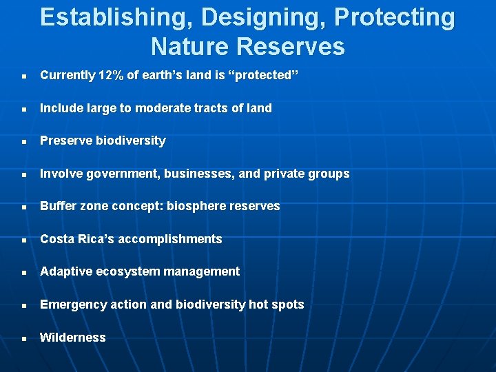 Sustaining Biodiversity The Ecosystem Approach Chapter 9 Types