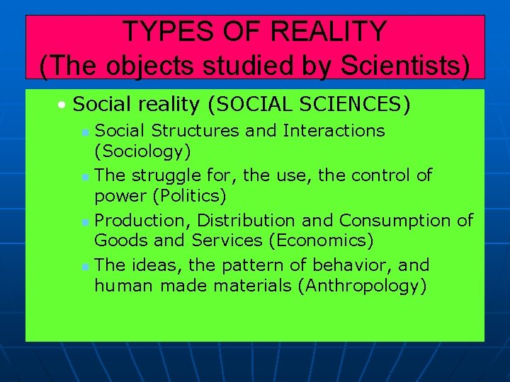 WHAT DO SCIENTISTS STUDY By Prof Dr H