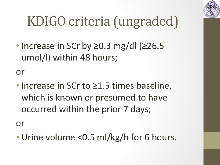 Approach to a patient with Acute Kidney Injury