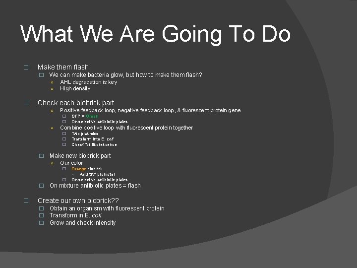 Morgan Haskell Coby Turner Dan Karkos OSCILLATING FLUORESCENCE