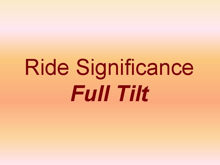 Ride Significance Full Tilt Chapter 5 Carousel Animals