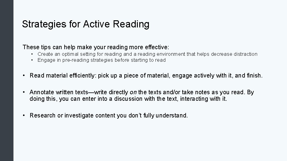 English Composition I CoReq Module 2 Reading Strategies