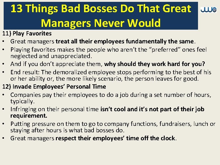 Special Management Series 13 Things Bad Bosses Do