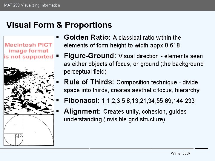 MAT 259 Visualizing Information Lect 4 General Principles