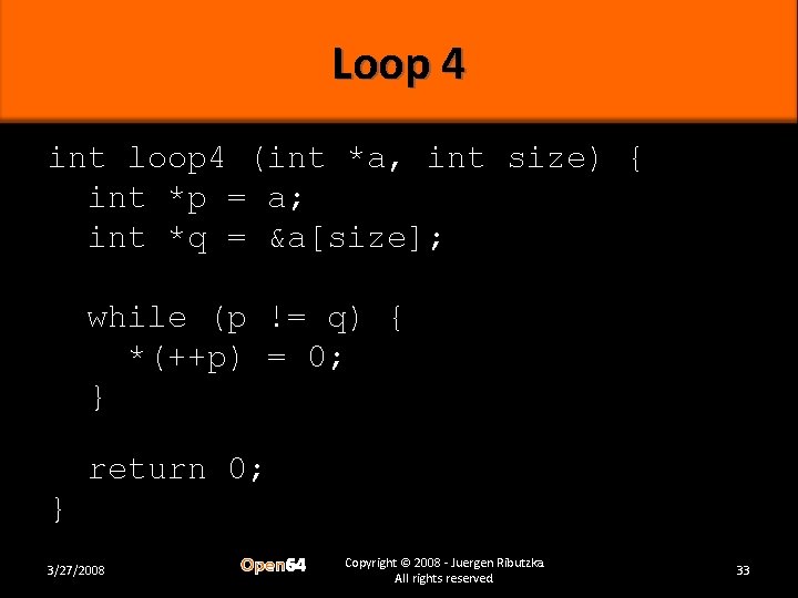 Open 64 Loop Induction Variable Canonicalization Outline Motivation