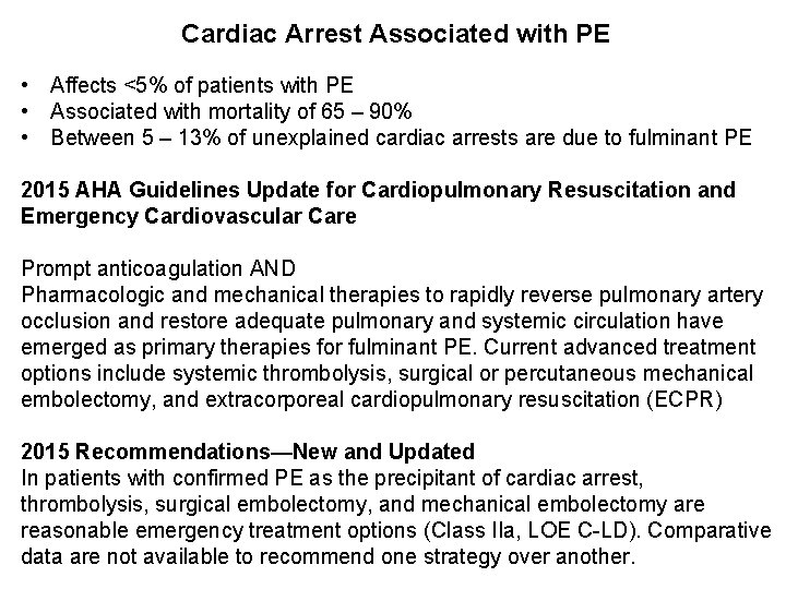 Peripheral ECMO in Massive PE Use of extracorporeal