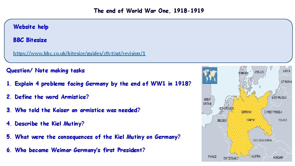 The end of World War One 1918 1919