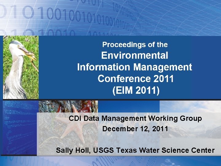CDI Data Management Working Group December 12 2011