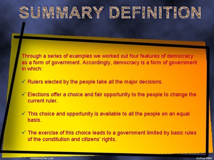 WHAT IS DEMOCRACY WHY DEMOCRACY OVERVIEW We described
