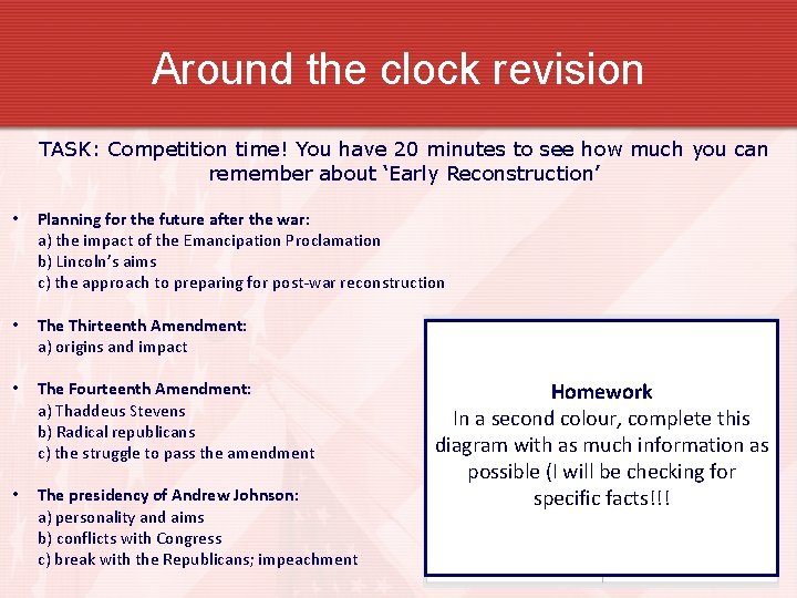 Around the clock revision TASK Competition time You