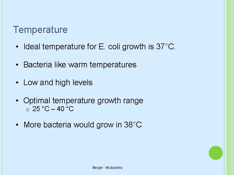 The Effect of Temperature and Sodium Bicarbonate on