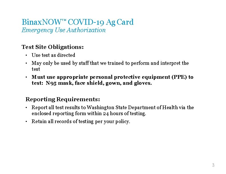 Binax NOW COVID19 Ag Card Overview Emergency Use