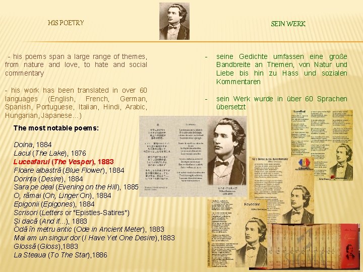 Mihai Eminescu 1850 1889 ROMANIAs MOST CELEBRATED POET
