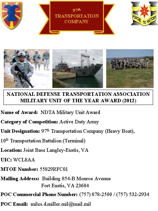 97 th TRANSPORTATION COMPANY NATIONAL DEFENSE TRANSPORTATION ASSOCIATION