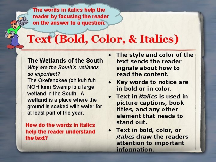 Understanding Nonfiction Text Features View Examples of Text