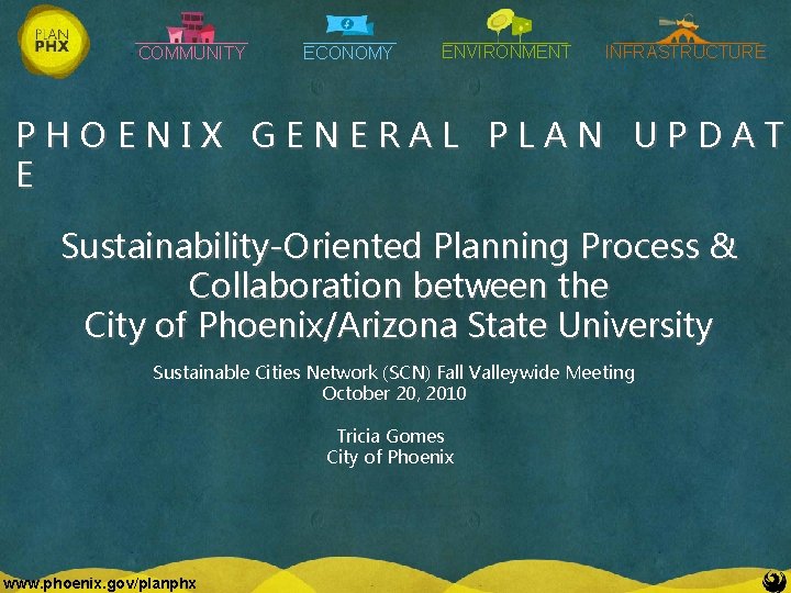 COMMUNITY ECONOMY ENVIRONMENT INFRASTRUCTURE PHOENIX GENERAL PLAN UPDAT