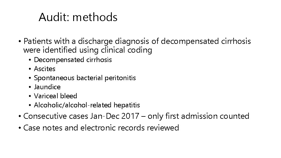 Improving the care of patients with cirrhosis using