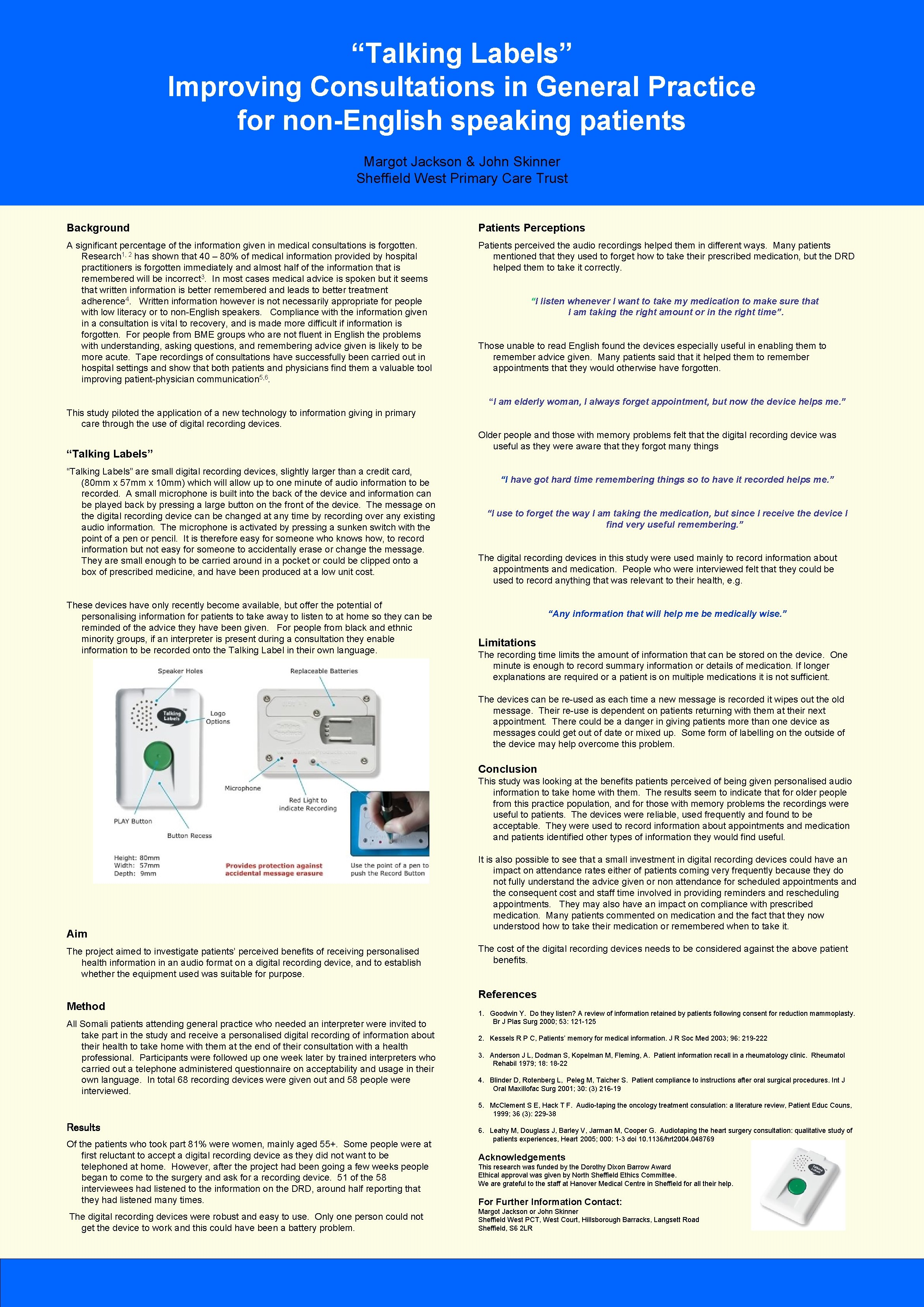 Talking Labels Improving Consultations in General Practice for