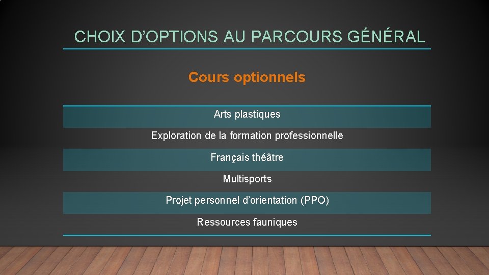 CHOIX DE COURS E 4 SECONDAIRE COLE DU