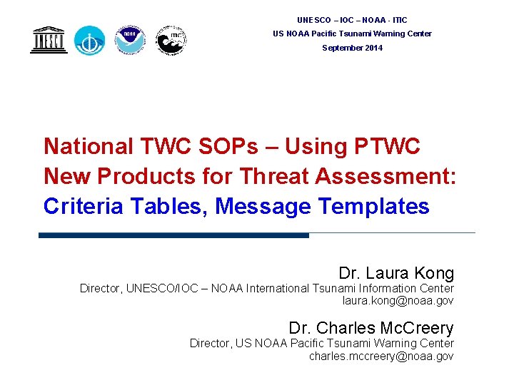 UNESCO IOC NOAA ITIC US NOAA Pacific Tsunami