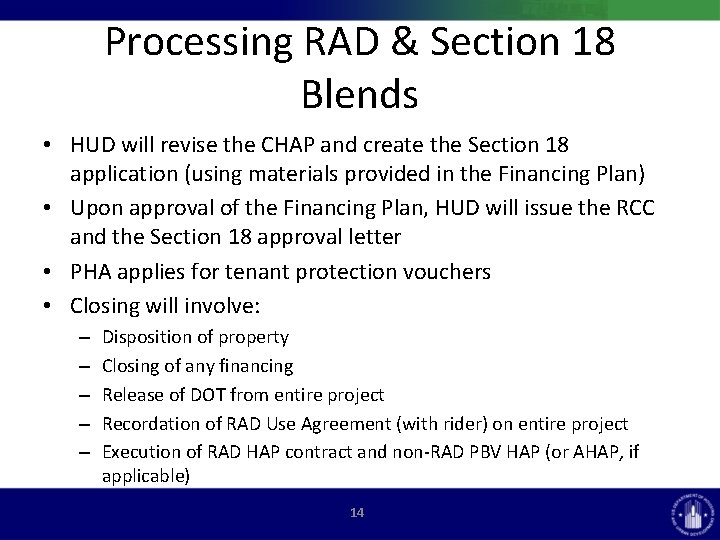 RAD and Section 18 Blends RAD 2020 Awardee