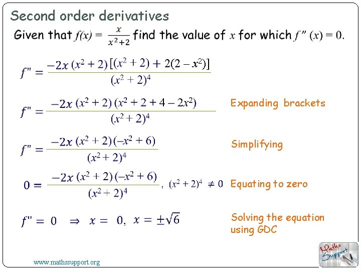 27 December 2021 Second derivative LO To find