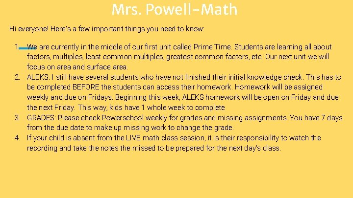 Back to School Night 6 th Grade Parent