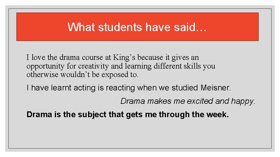 GCSE DRAMA A brief guide to the course