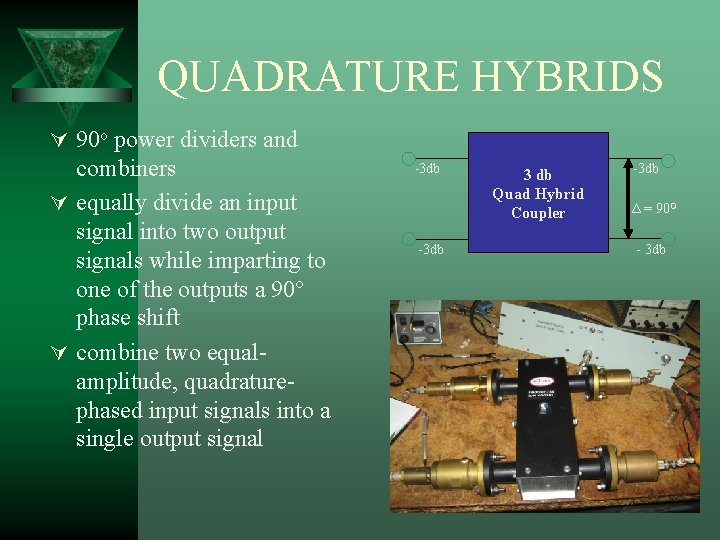 Testing the quadrature hybrids and making calculations for