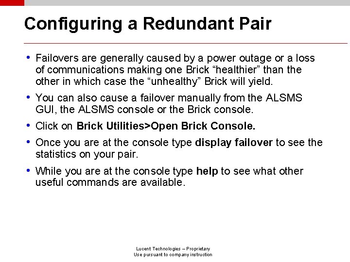 Redundant Bricks Configuration Example Lucent Security Products ...