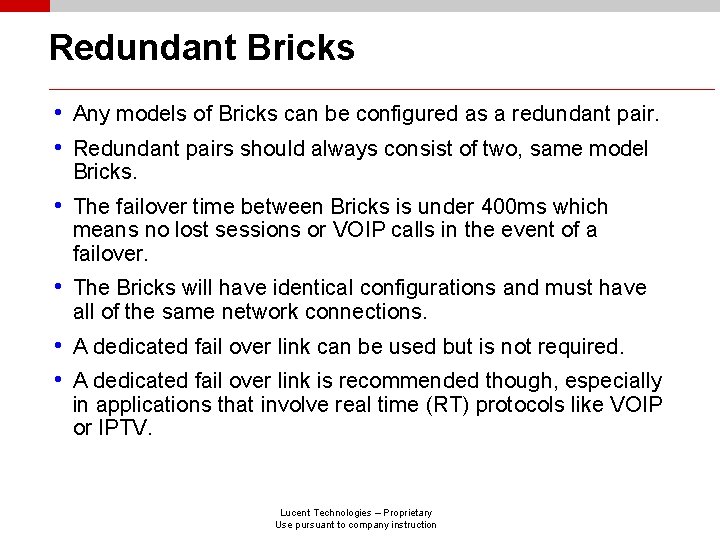 Redundant Bricks Configuration Example Lucent Security Products ...