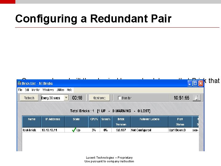Redundant Bricks Configuration Example Lucent Security Products ...