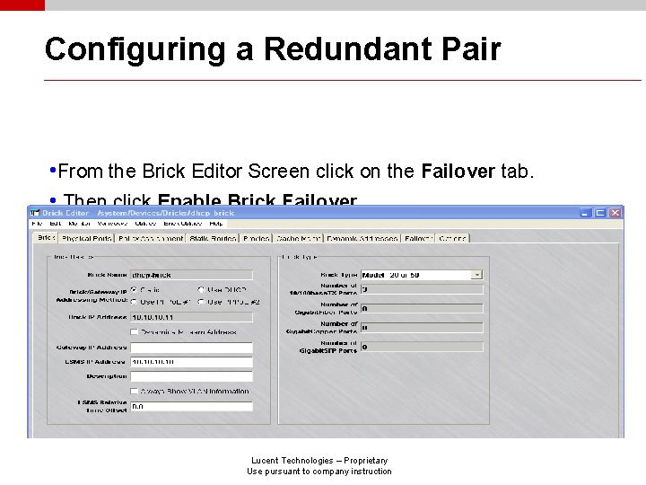 Redundant Bricks Configuration Example Lucent Security Products ...