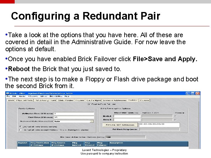 Redundant Bricks Configuration Example Lucent Security Products ...