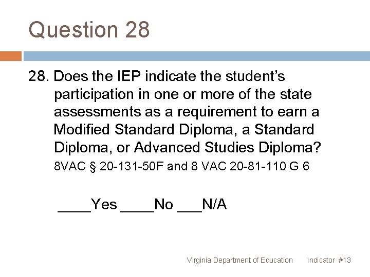 Development of IEP Questions 24 30 Transition Checklist