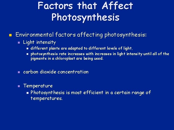Chapter 9 Section 2 Photosynthesis Key Ideas n