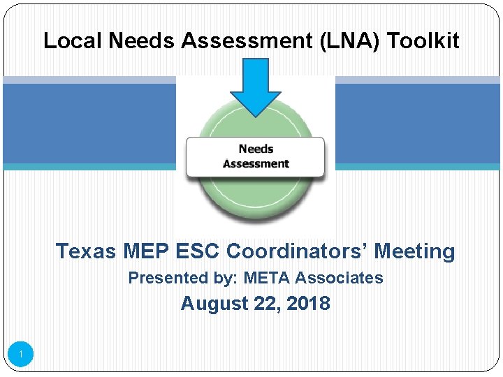 Local Needs Assessment LNA Toolkit Texas MEP ESC