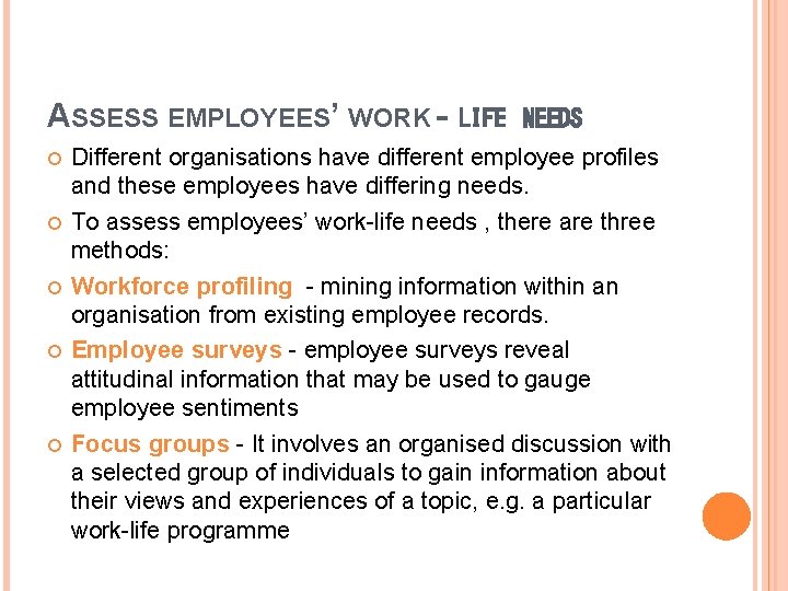 WORK LIFE INTEGRATION COMPONENTS OF WORK LIFE BALANCE