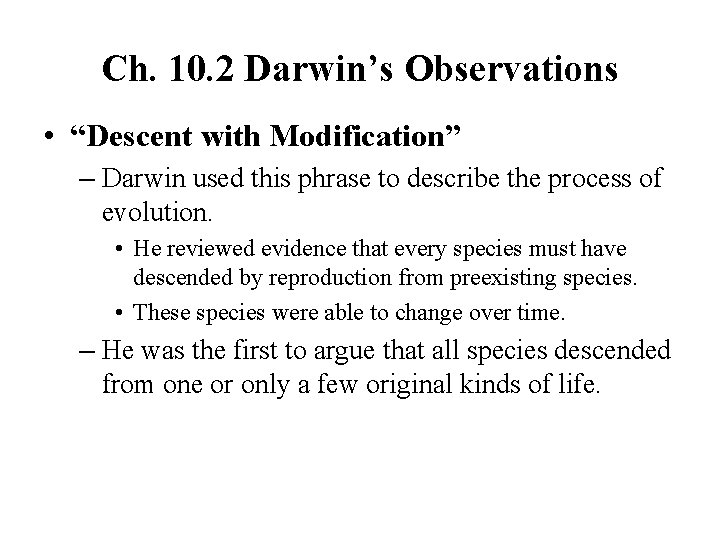 UNIT 6 Evolution and Classification Chapter 10 Principles