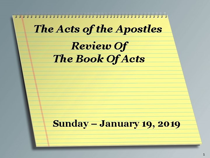 The Acts of the Apostles Review Of The