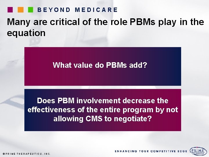 Role of the PBM In a Post Medicare