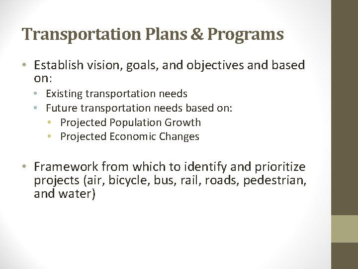 AICP EXAM REVIEW Transportation Planning October 11 2013