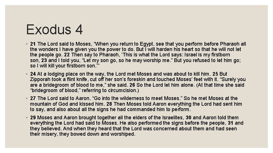 GODS PURPOSE AND MOSES EXCUSES Exodus 4 Exodus