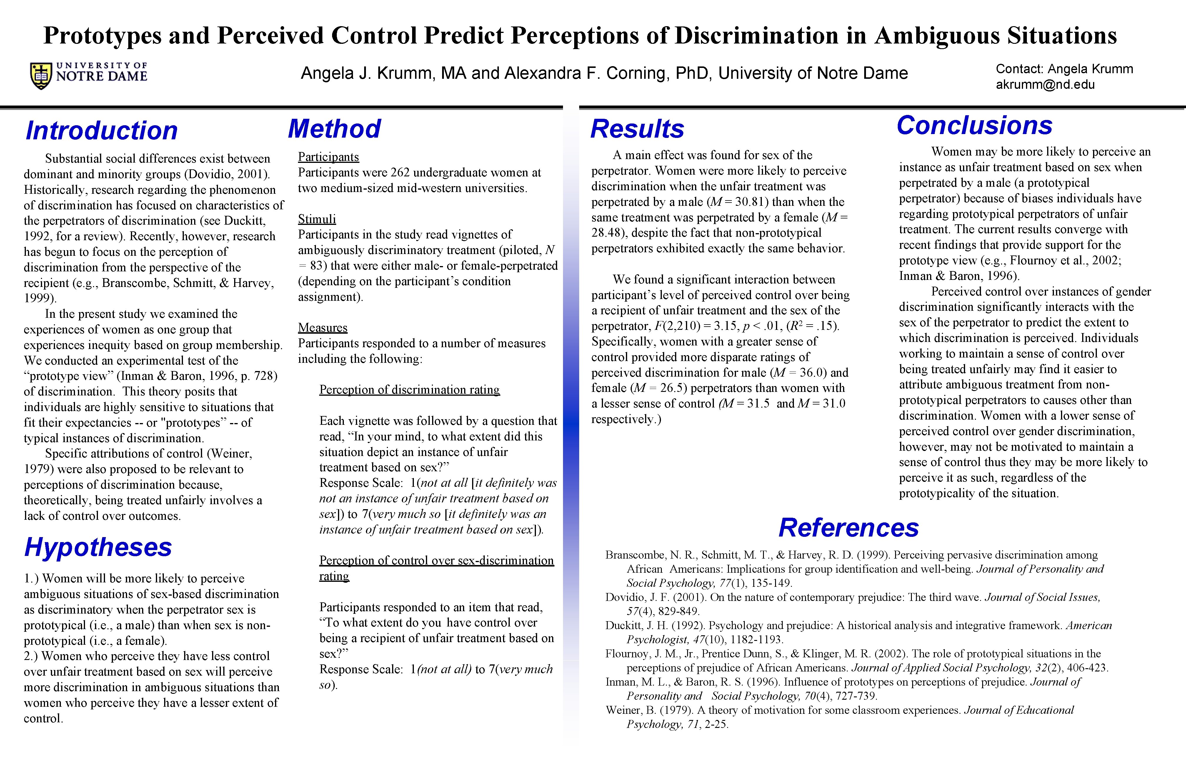 Prototypes and Perceived Control Predict Perceptions of Discrimination