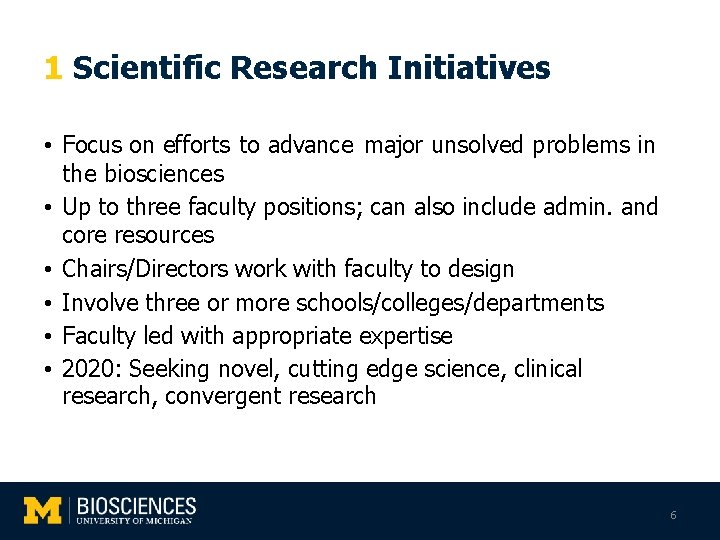 Biosciences Initiative Overview 12282021 1 Funding Targets Scientific